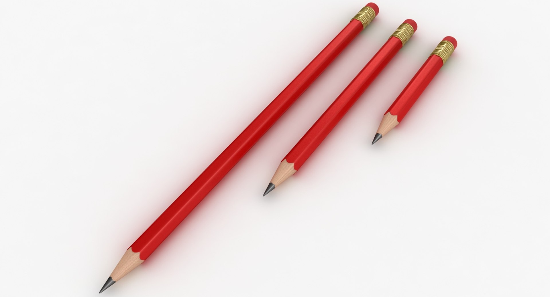 Realistic Red Pencil Set Model - TurboSquid 1167788
