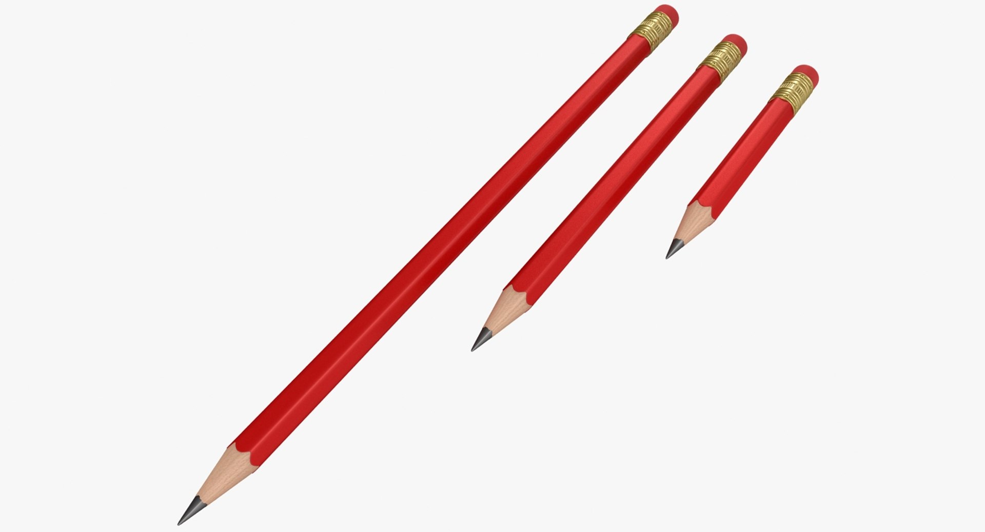 Realistic Red Pencil Set Model - TurboSquid 1167788