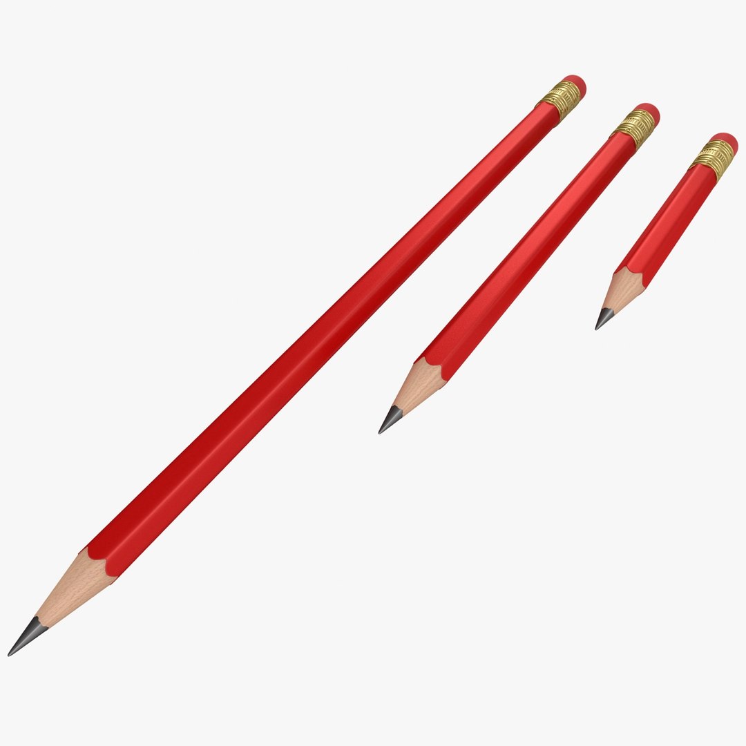 Realistic red pencil set model - TurboSquid 1167788