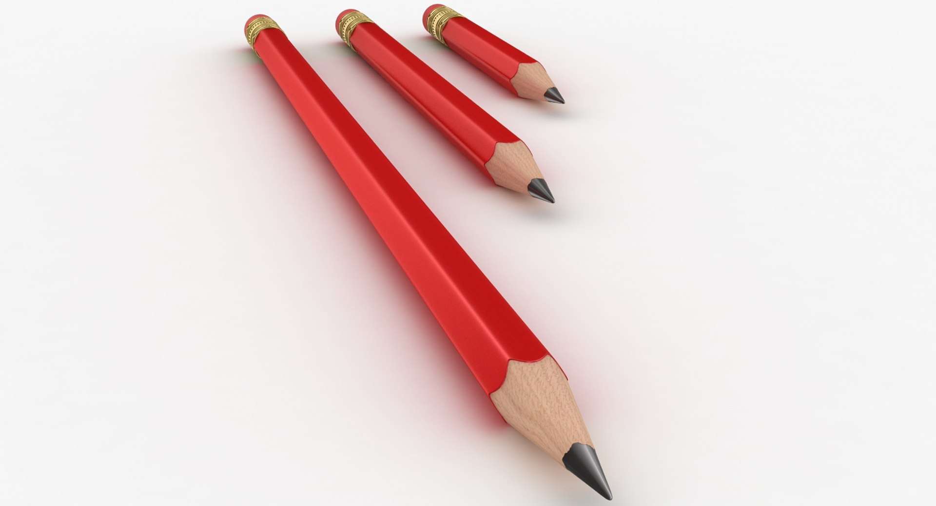 Realistic Red Pencil Set Model - TurboSquid 1167788