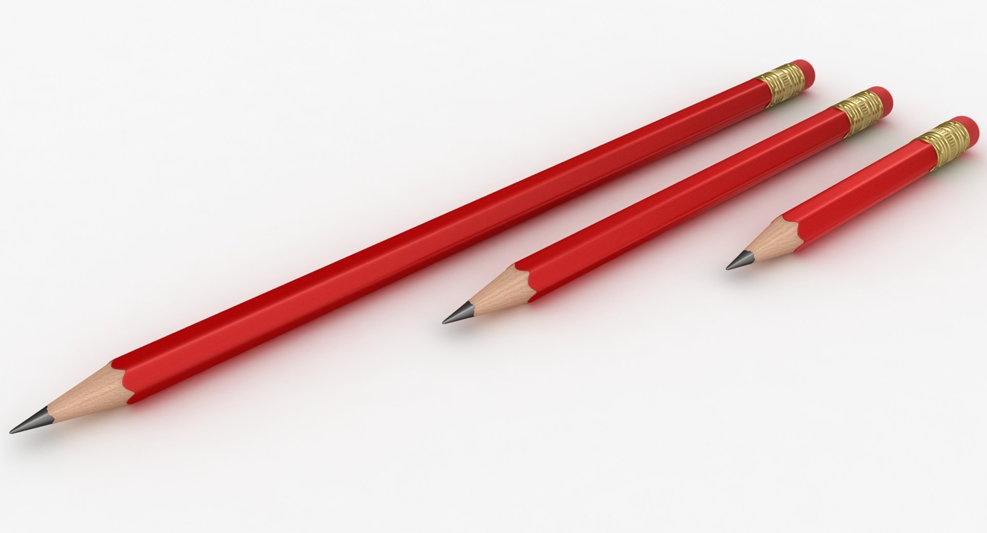 Realistic Red Pencil Set Model - TurboSquid 1167788