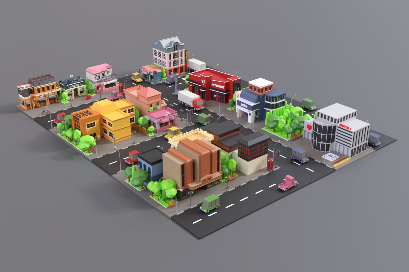 3D Cartoon City Model - TurboSquid 2163906