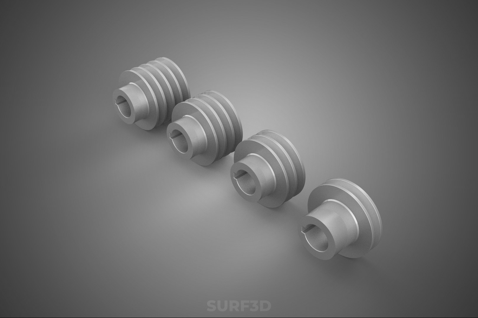 MULTIPLE SIZE GROOVED PULLEY SHEAVE TRACK WHEEL DRIVE GEAR VBELT 3D ...