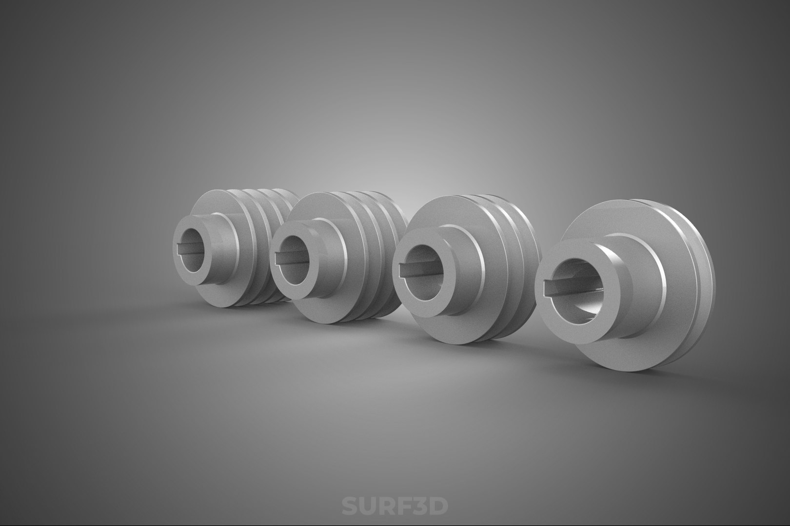 MULTIPLE SIZE GROOVED PULLEY SHEAVE TRACK WHEEL DRIVE GEAR VBELT 3D ...