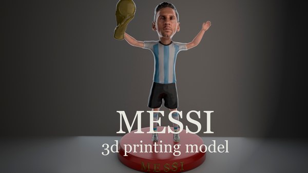 modèle 3D de Lionel Messi avec modèle d'impression 3D de la Coupe du ...