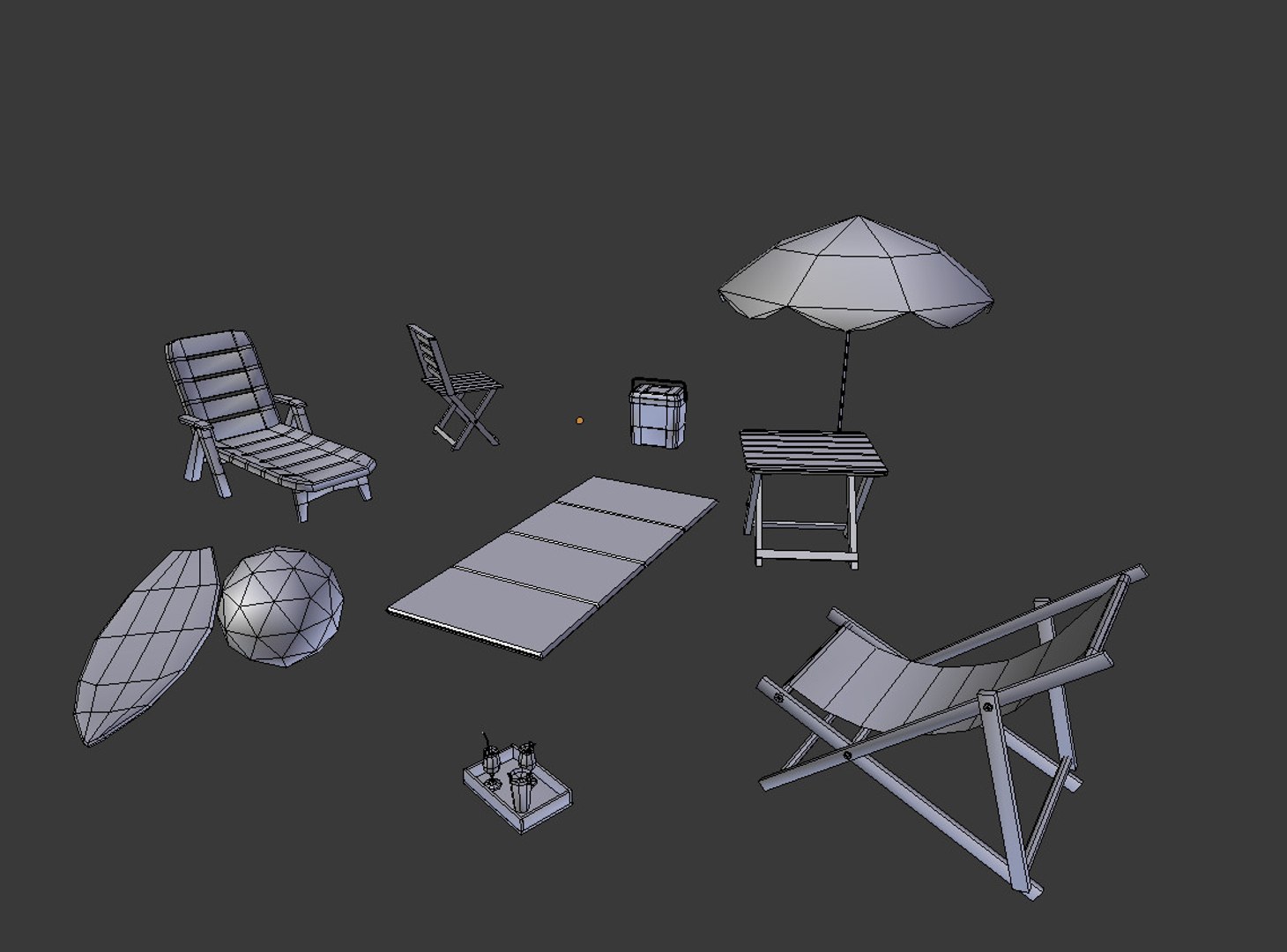 Pack 10 Beach Props 3d Model