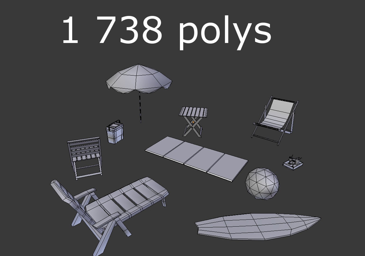 Pack 10 Beach Props 3d Model