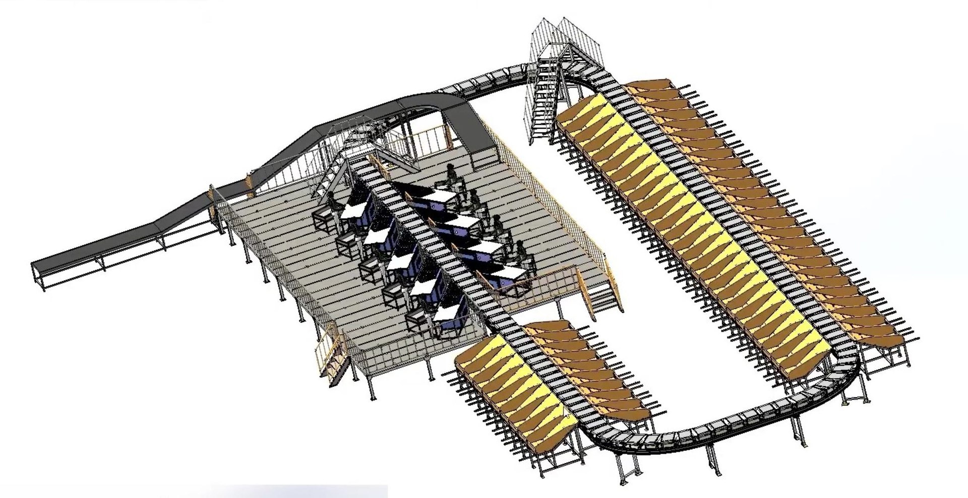 Cross Belt Sorter Conveyor System For High-Speed Automated Sorting 3D ...