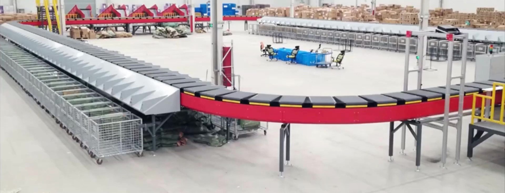 Cross Belt Sorter Conveyor System For High-Speed Automated Sorting 3D ...