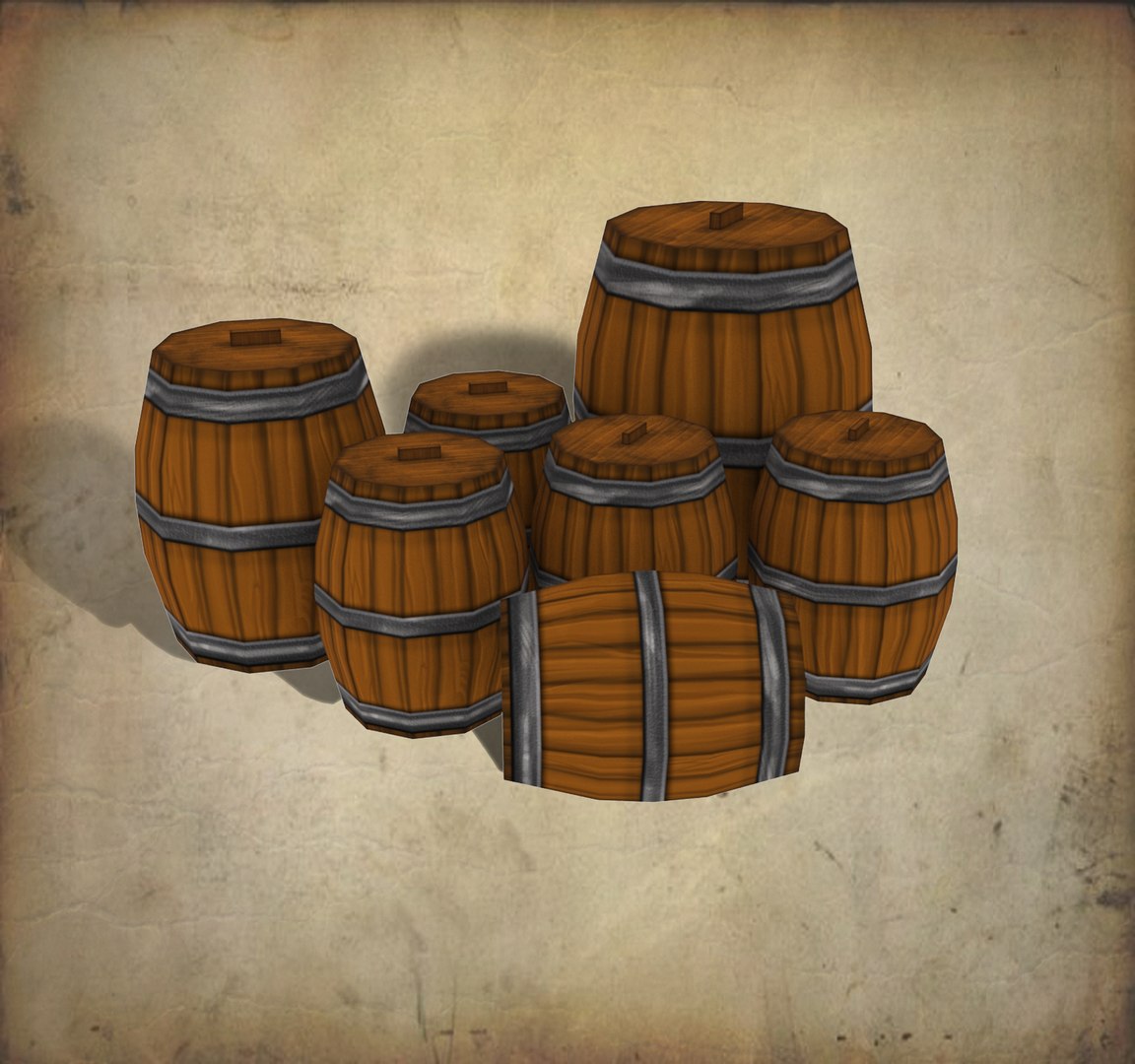 3d Barrel Games Ready Model