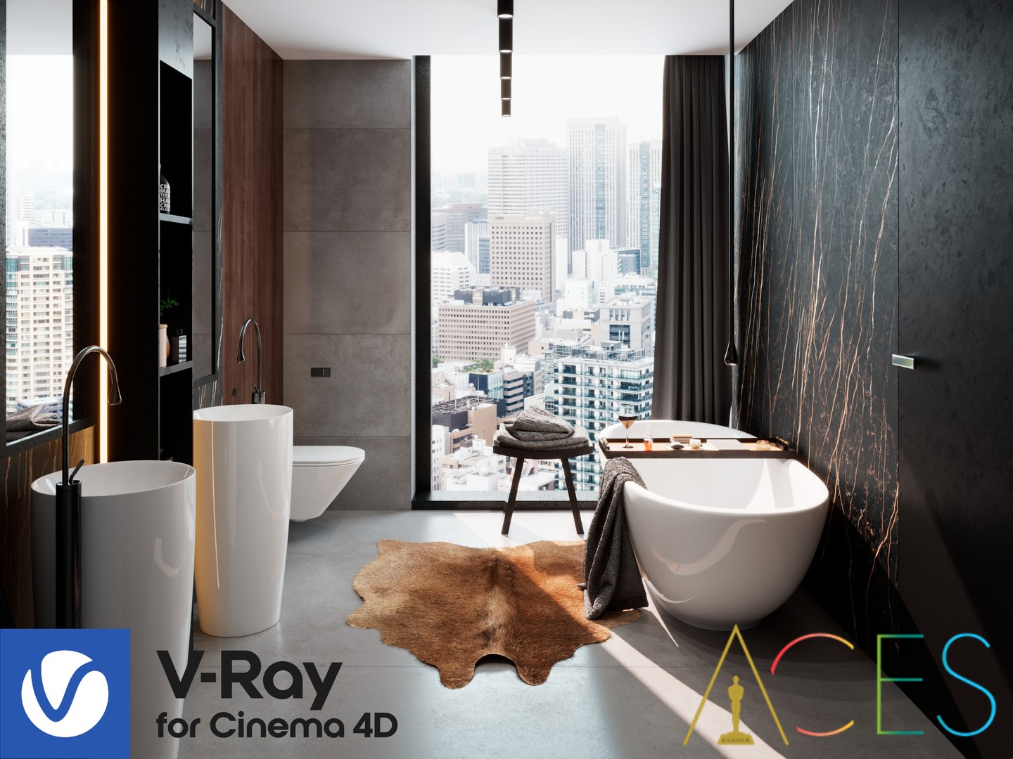 Bathroom Interior Scene For Cinema 4D And Vray 6 ACES 3D Model ...
