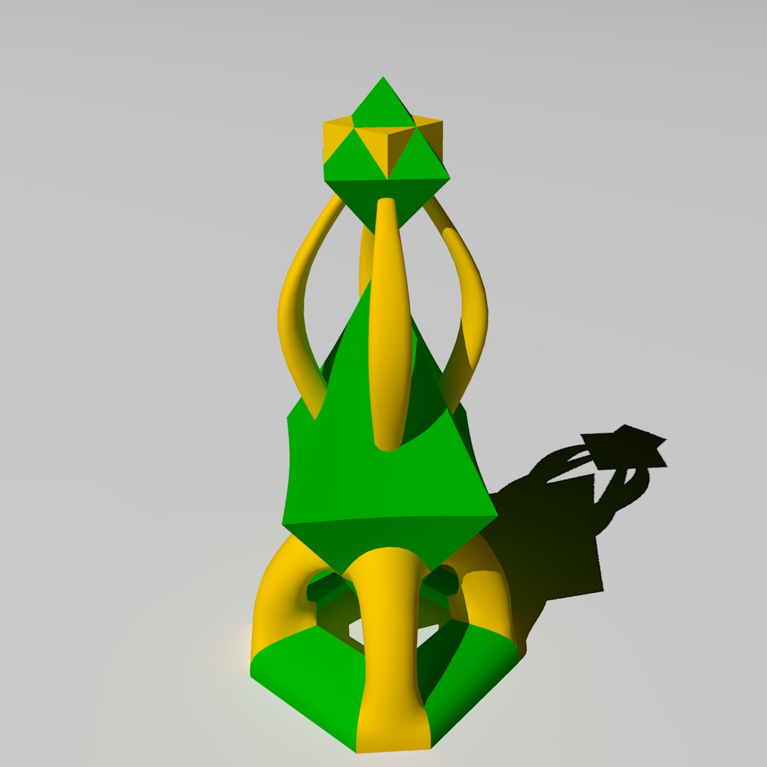 3d abstract chess queen lighting model