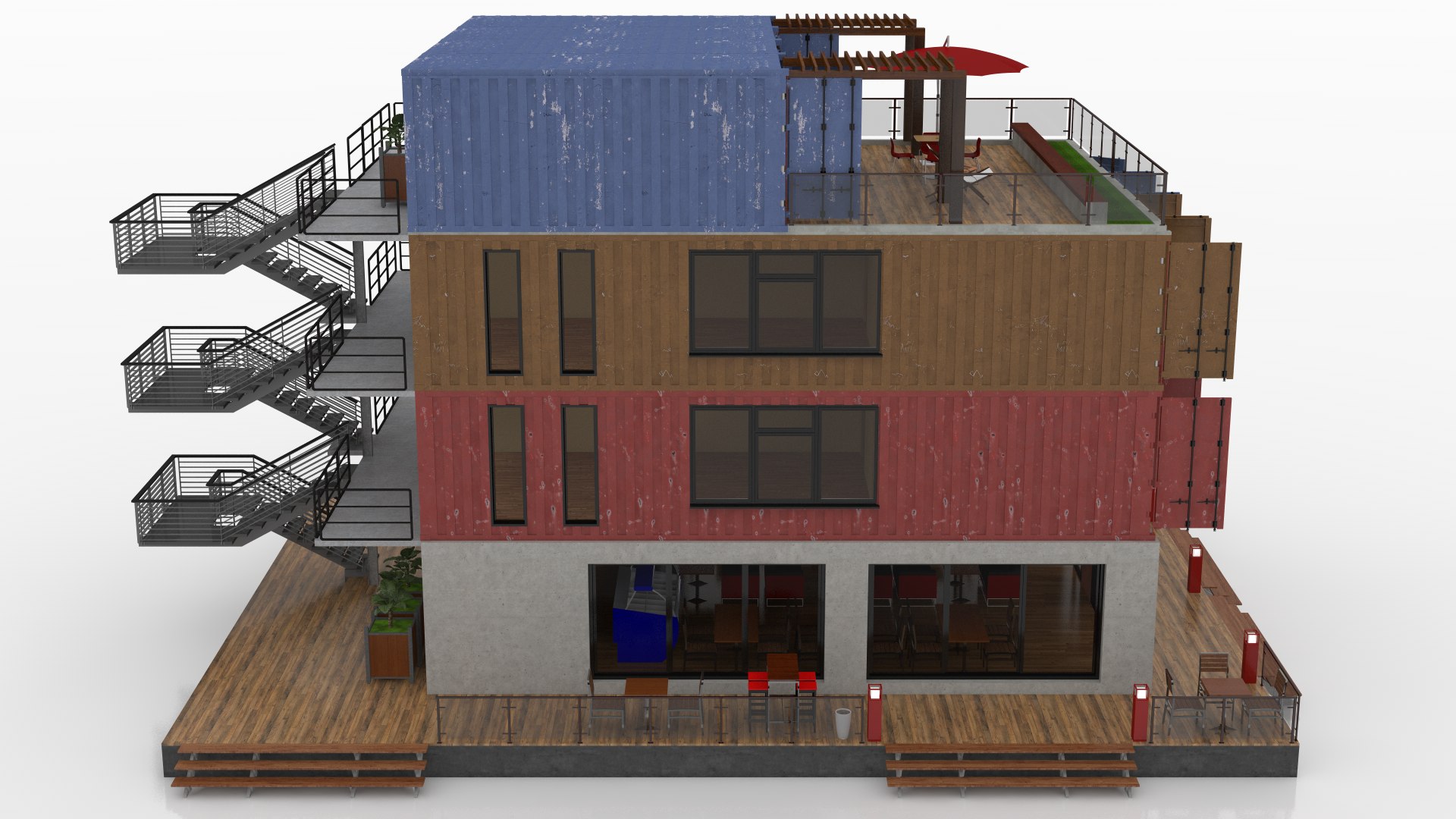 Container Residential Building 2 3D Model - TurboSquid 1772965
