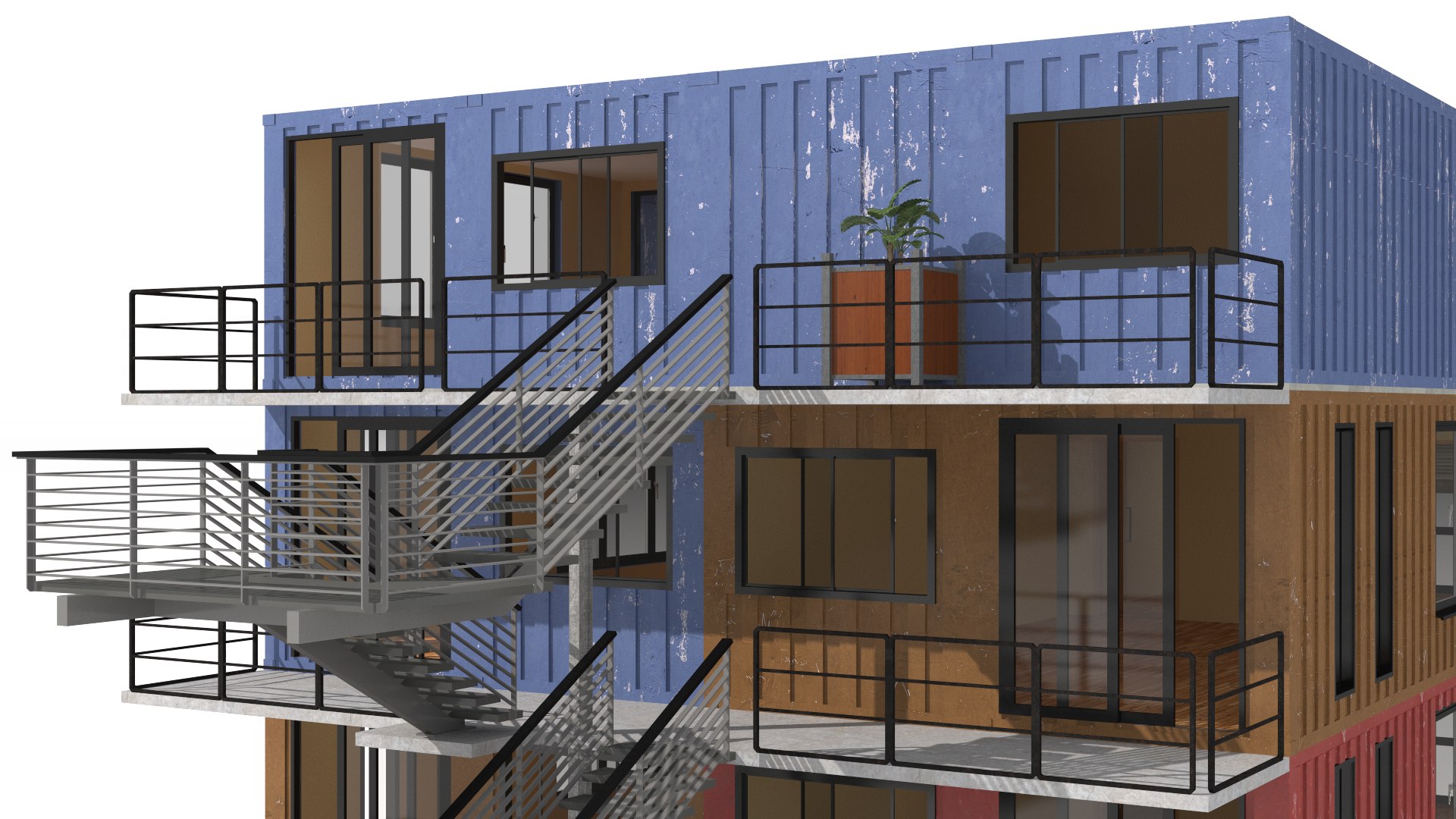 Container Residential Building 2 3D Model - TurboSquid 1772965