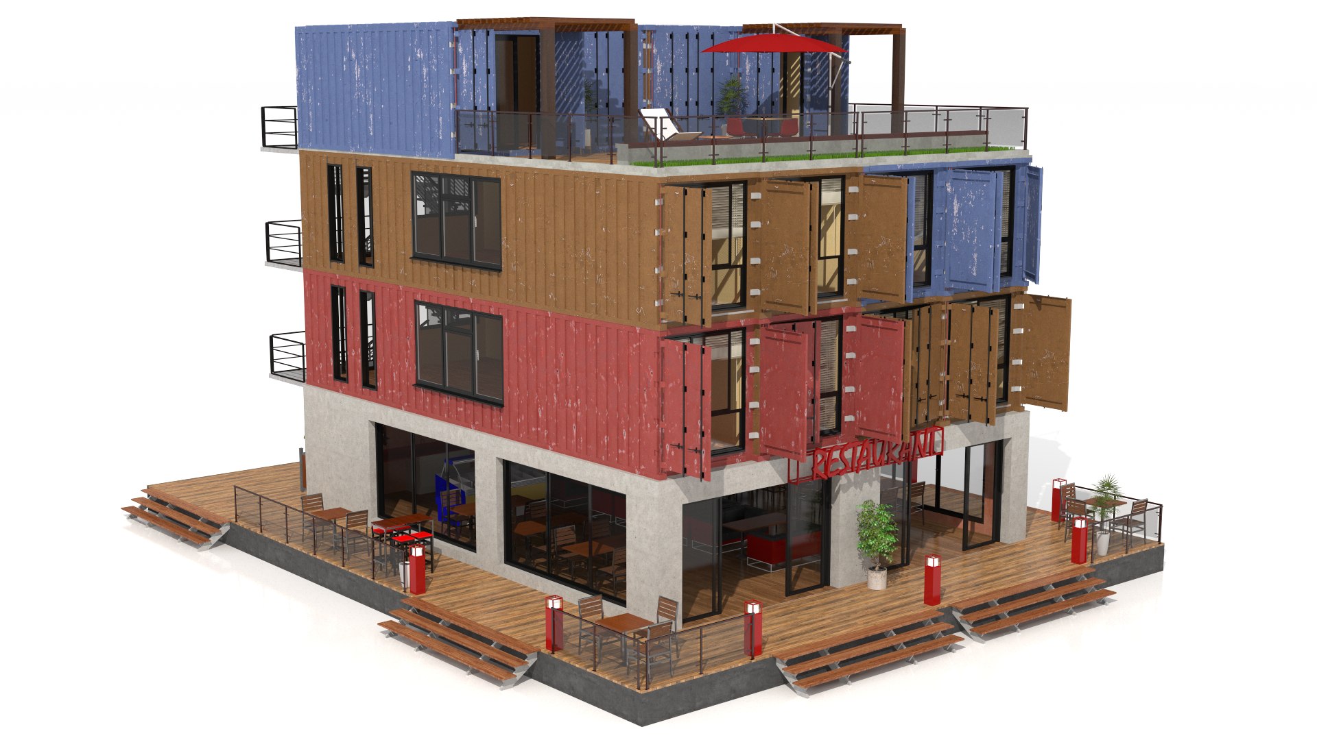Container Residential Building 2 3D Model - TurboSquid 1772965