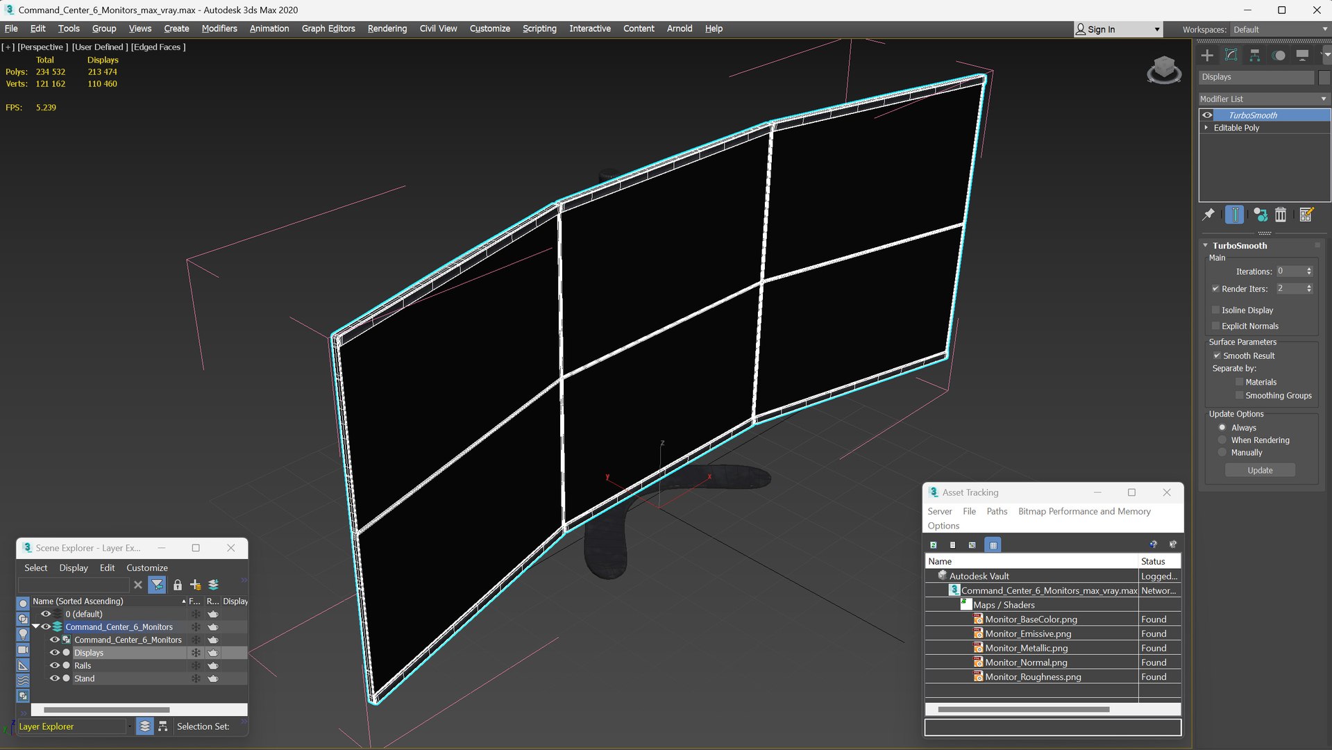 3D Command Center 6 Monitors Model - TurboSquid 2370134