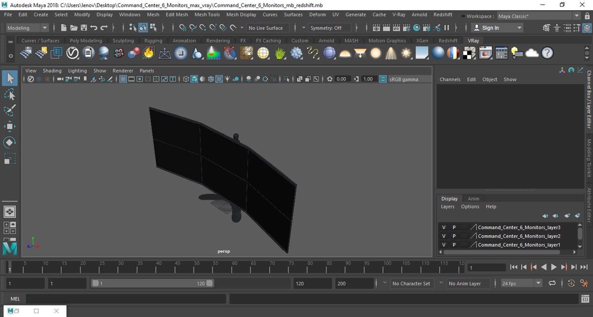 3D Command Center 6 Monitors Model - TurboSquid 2370134