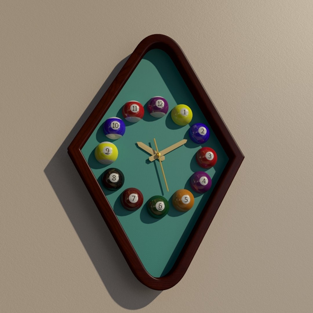 Rhombus billiard wall clock 3D model - TurboSquid 1560272