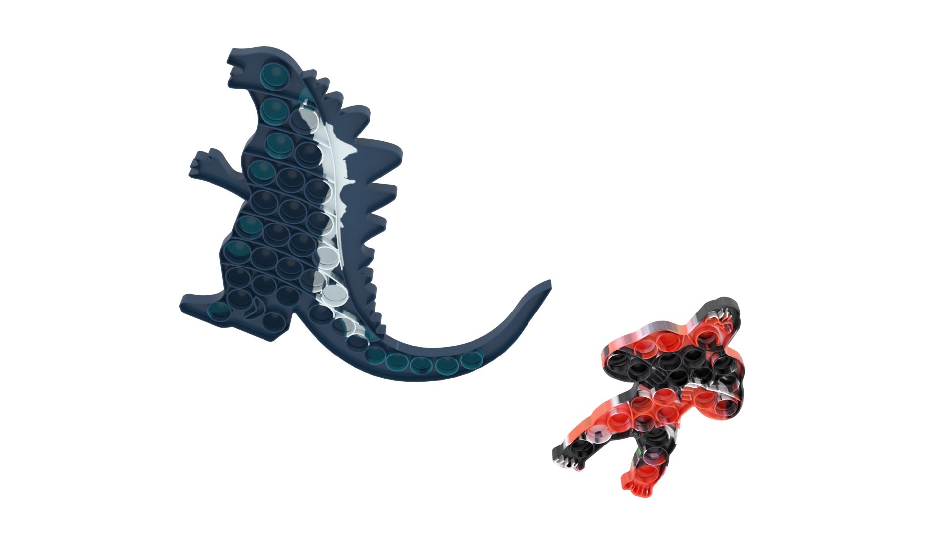 Godzilla And King Kong Pop It Fidget Toys Set 3D Model - TurboSquid 1783218