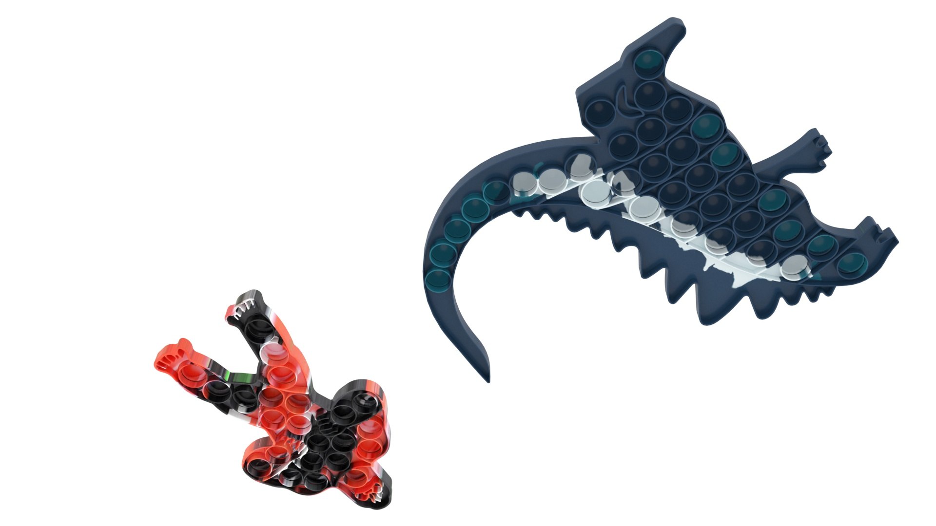 Godzilla And King Kong Pop It Fidget Toys Set 3D model - TurboSquid 1783218