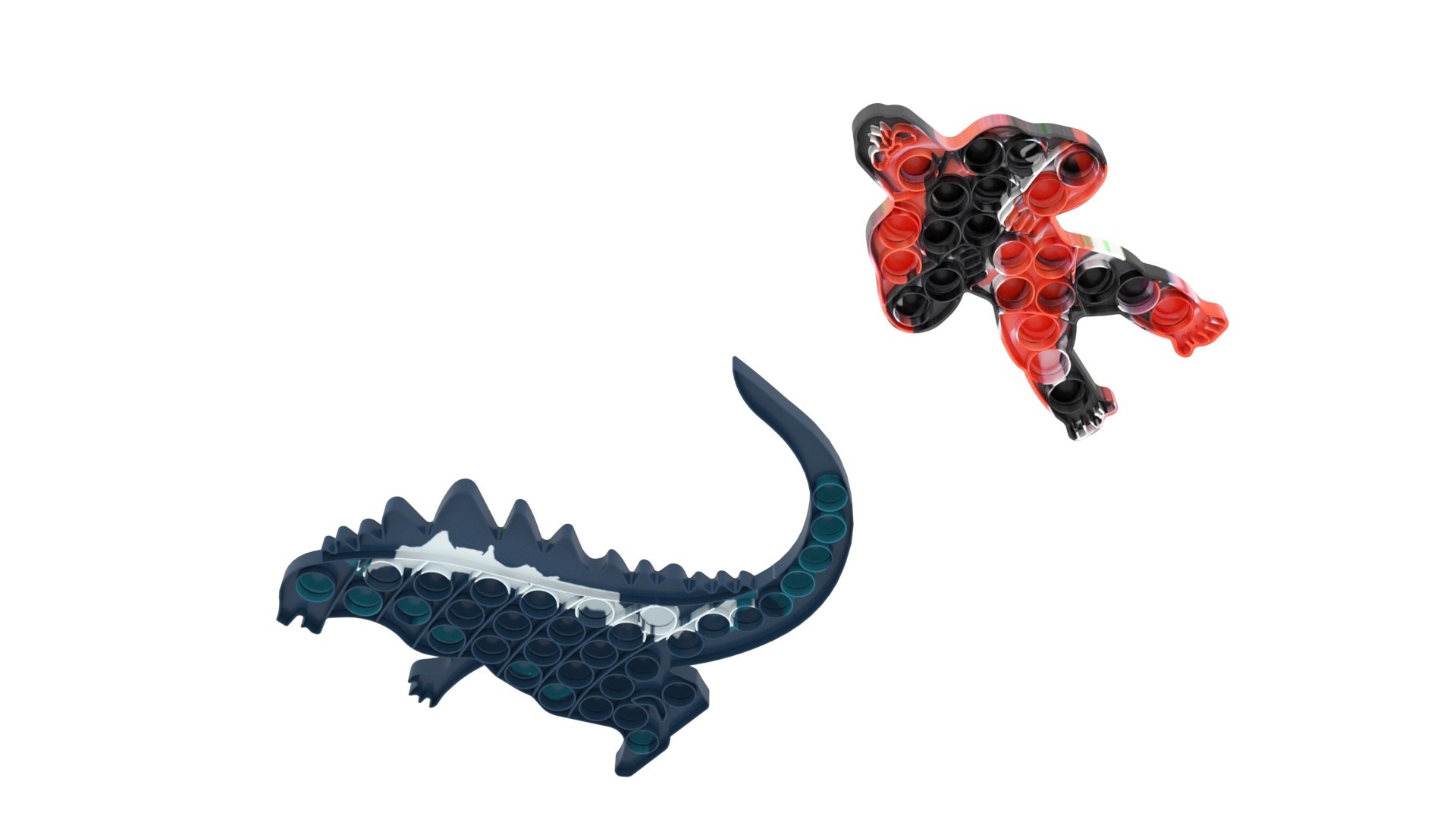 Godzilla And King Kong Pop It Fidget Toys Set 3D Model - TurboSquid 1783218