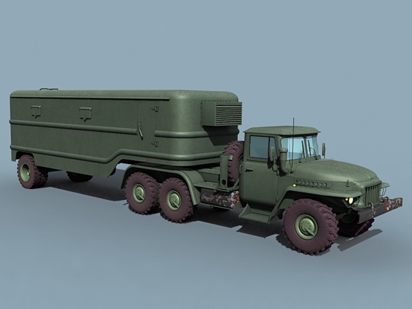 3d model soviet odaz trailer ural-375