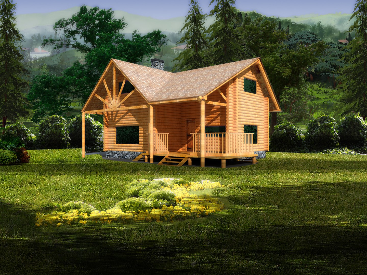 3D Forest House Mountain Model - TurboSquid 1407075