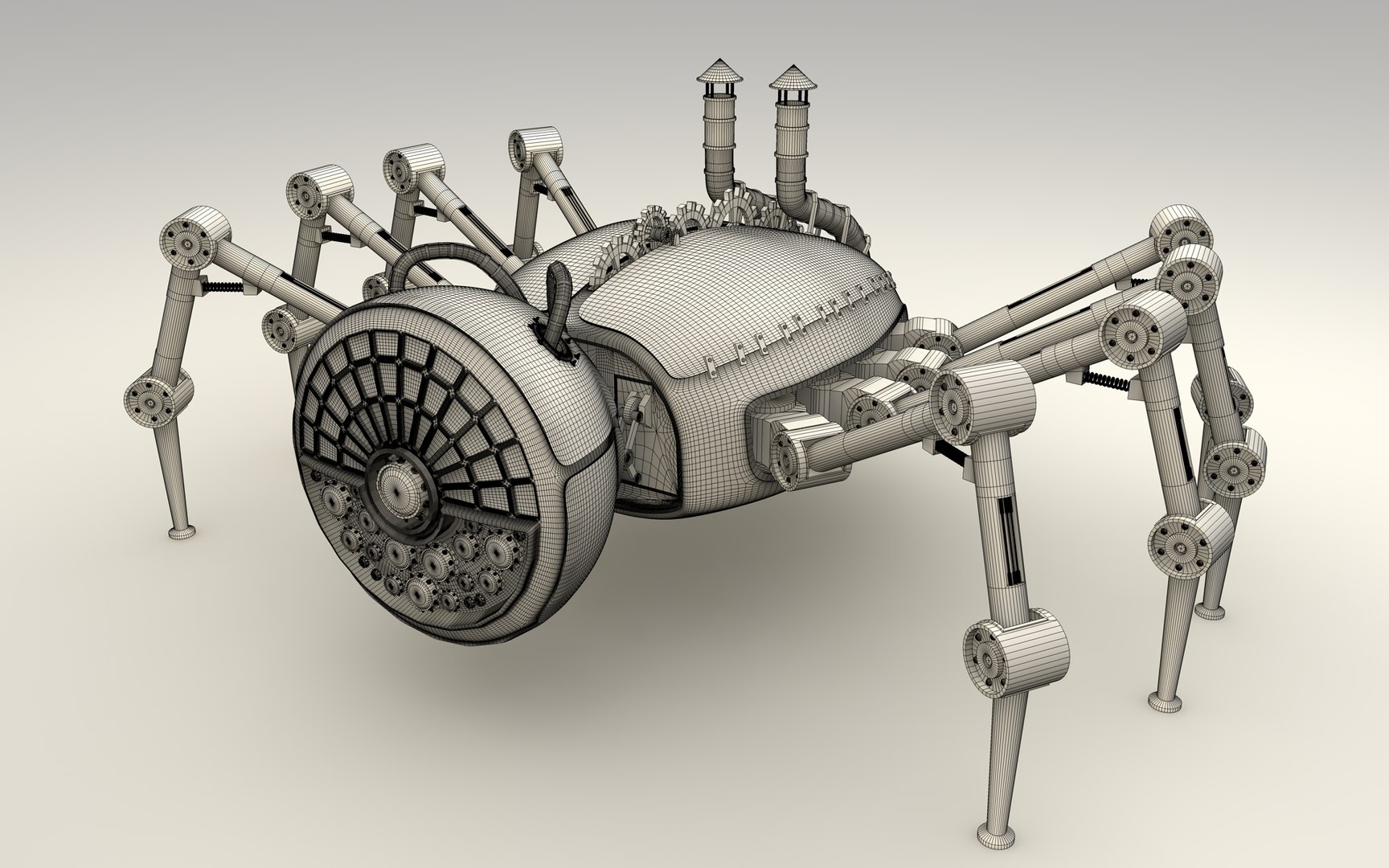 3dsmax Steampunk Spider Robot
