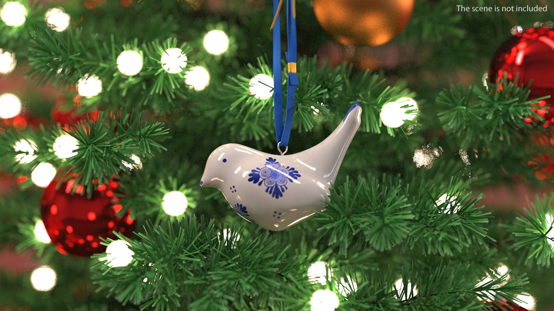 3D christmas blue ornament bird - TurboSquid 1472461