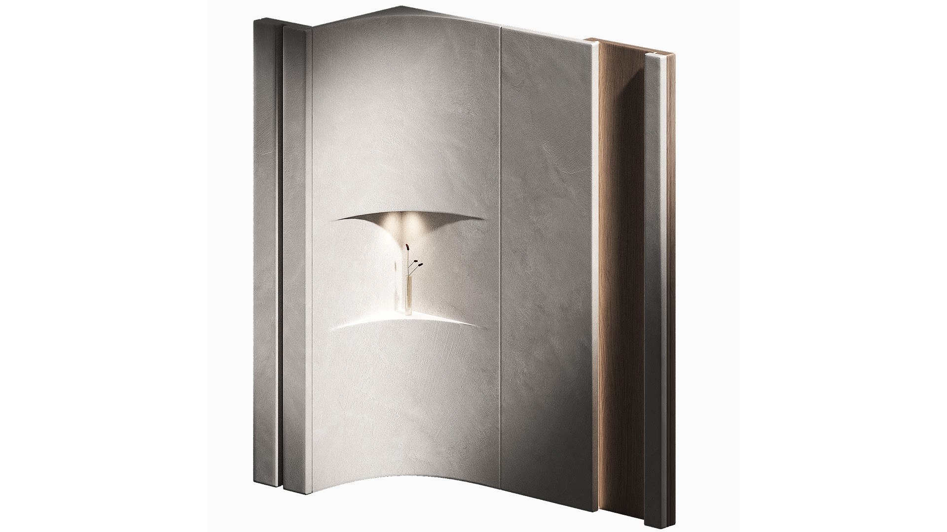 3D Corner Wall Section Plaster And Wood Niche Partition Model ...