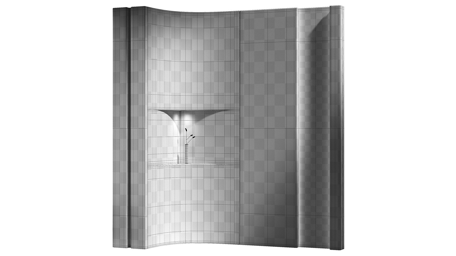 3D Corner Wall Section Plaster And Wood Niche Partition Model ...