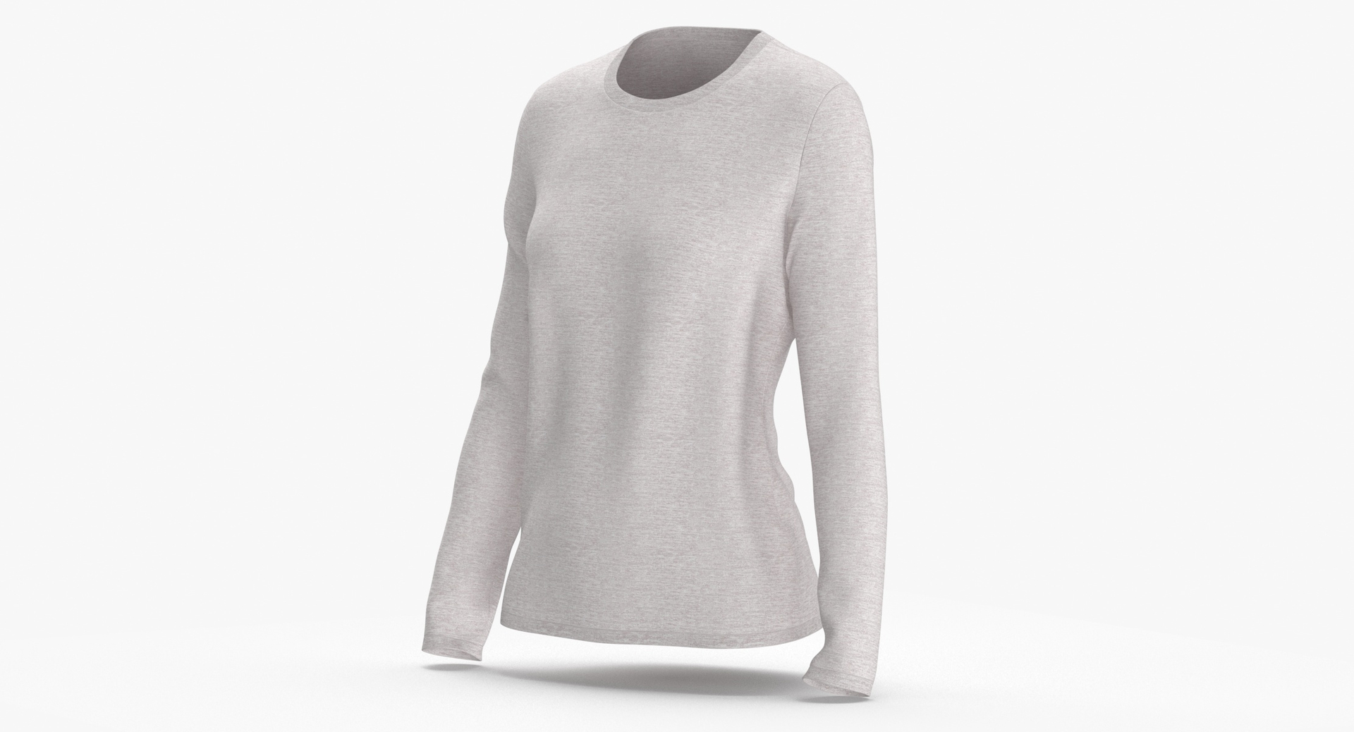 3D Long Sleeve Worn Female Crew Neck Pose 01 White Blank And Branded ...