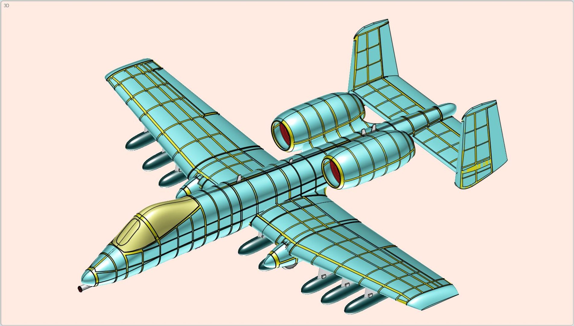 A-10a Aircraft Solid Assembly 3d Obj