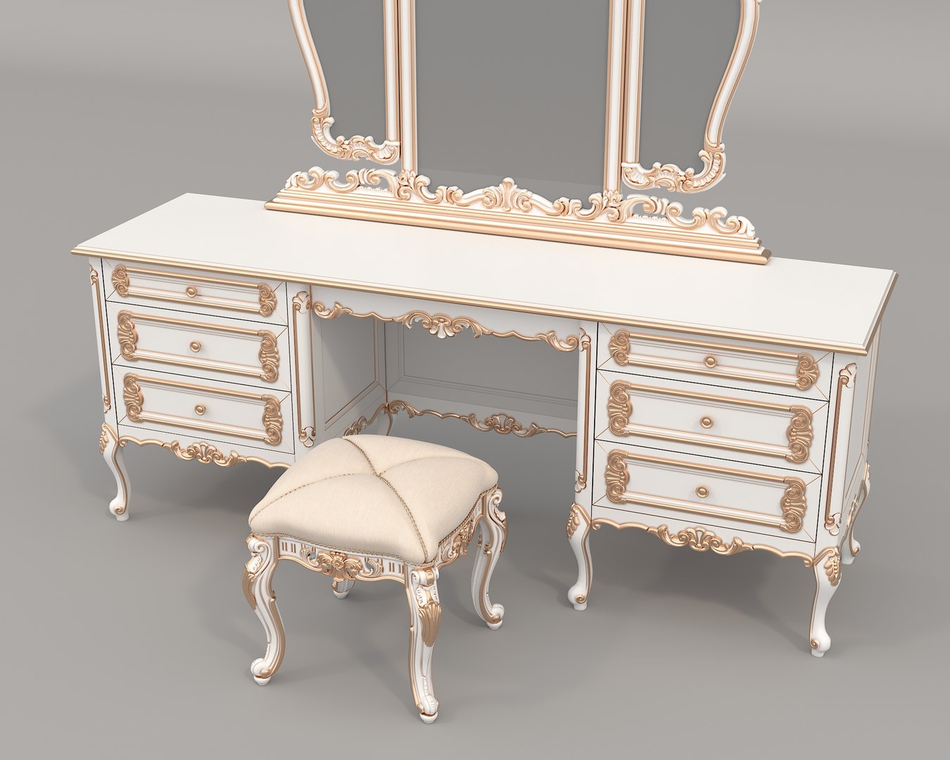Classic European Style Dressing Table 26 3D Model - TurboSquid 2326632