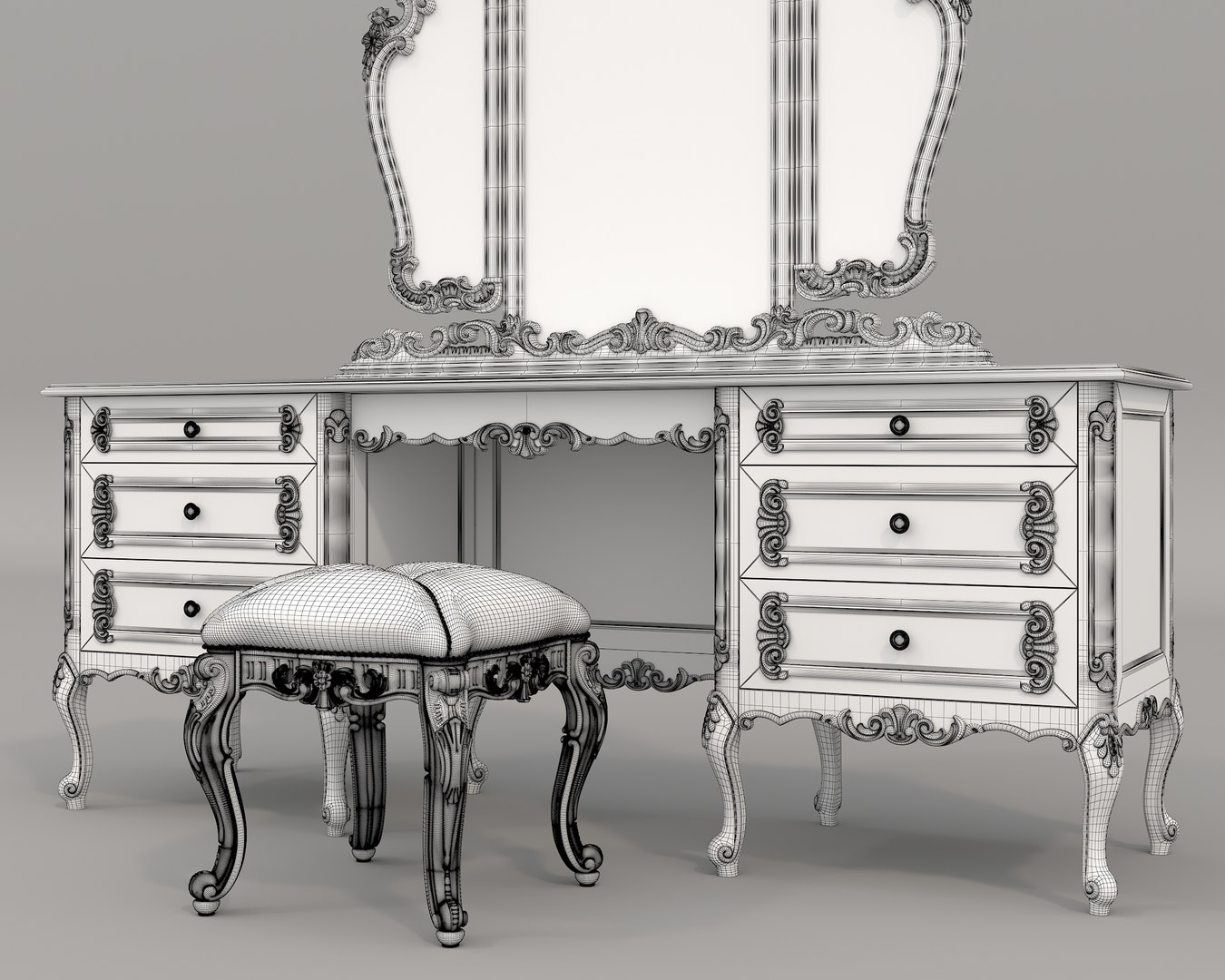 Classic European Style Dressing Table 26 3D Model - TurboSquid 2326632