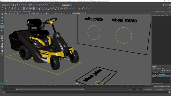 Maya 用に装備された Bagger Cub Cadet CC30E 付き電動乗用芝刈り機3Dモデル - TurboSquid 2163621