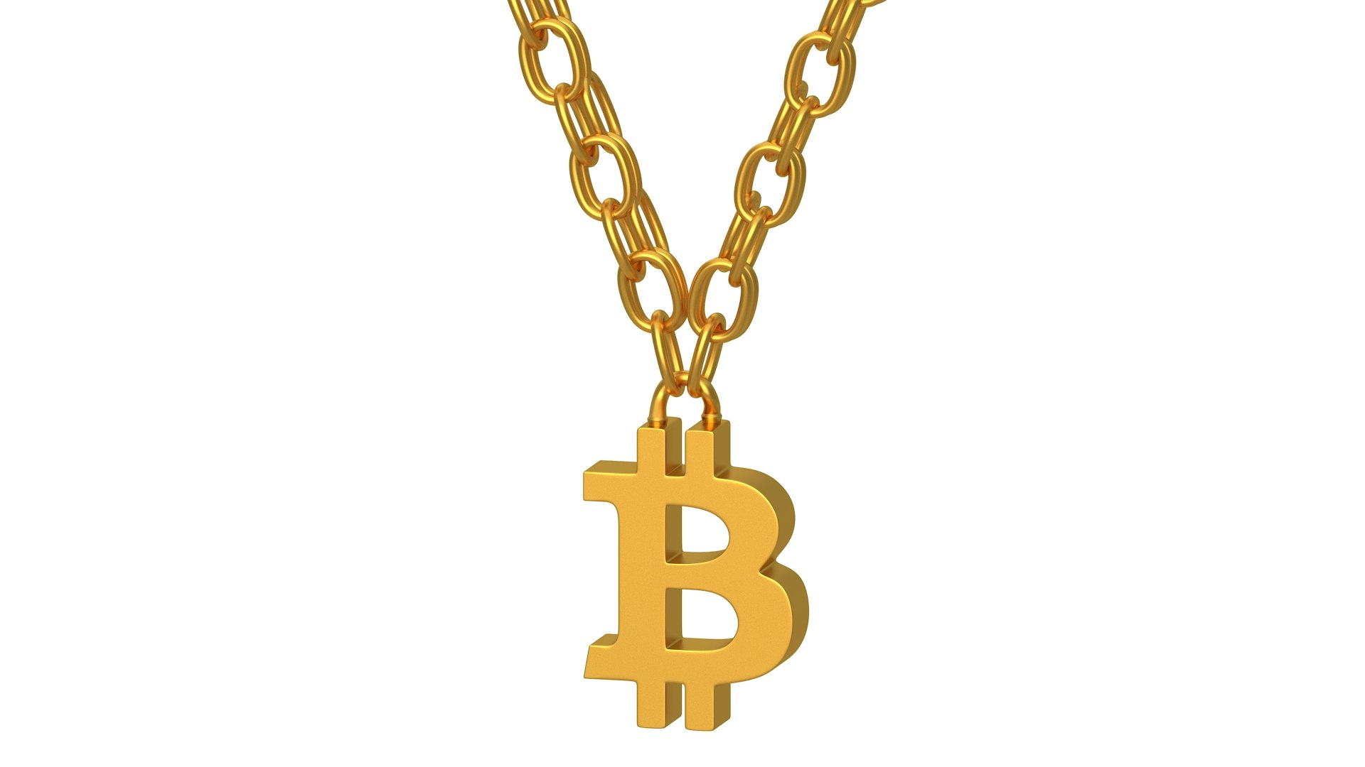3D Model Bitcoin Gold Pendant Necklace 01 - TurboSquid 2238852