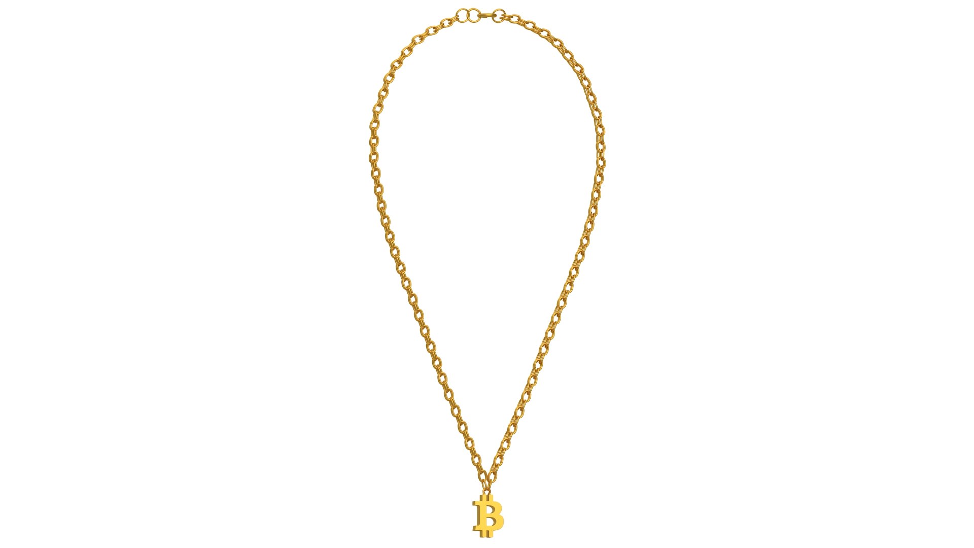 3D Model Bitcoin Gold Pendant Necklace 01 - TurboSquid 2238852