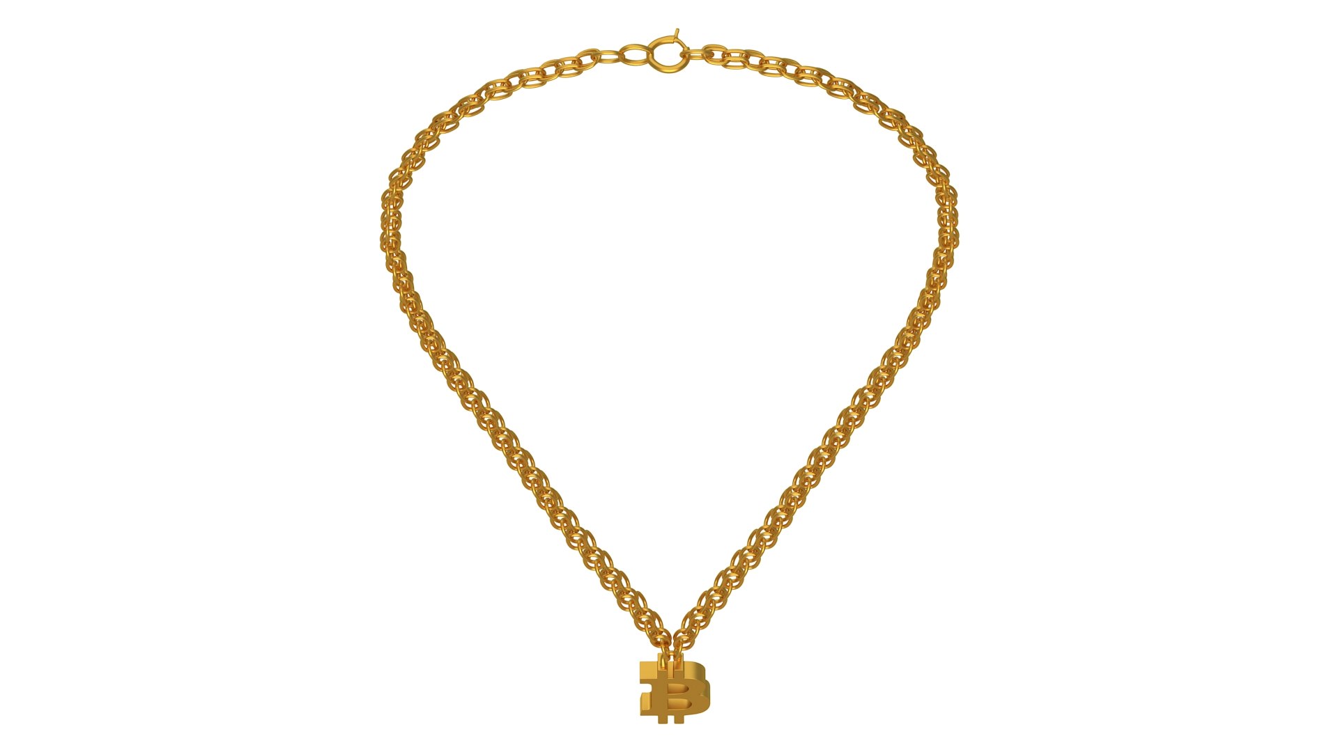 3D Model Bitcoin Gold Pendant Necklace 01 - TurboSquid 2238852