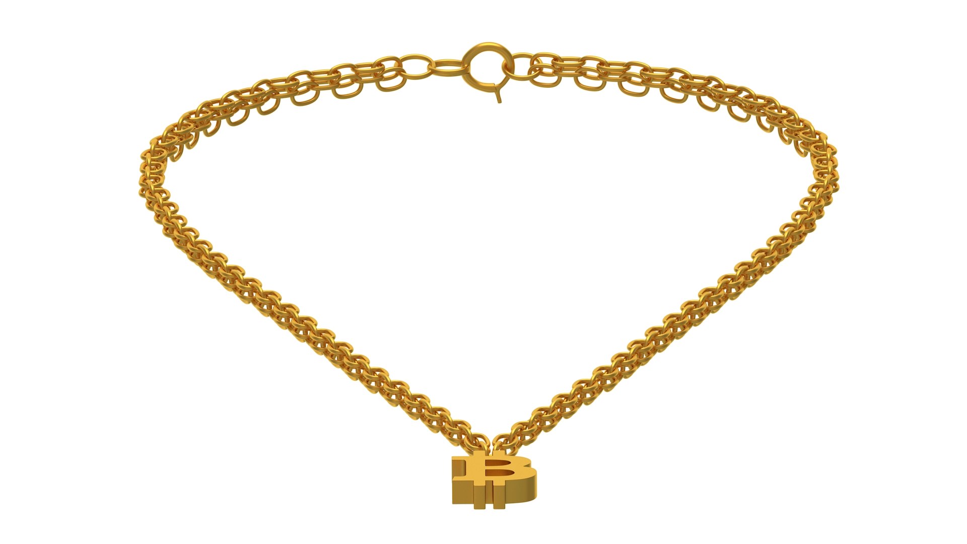 3D Model Bitcoin Gold Pendant Necklace 01 - TurboSquid 2238852