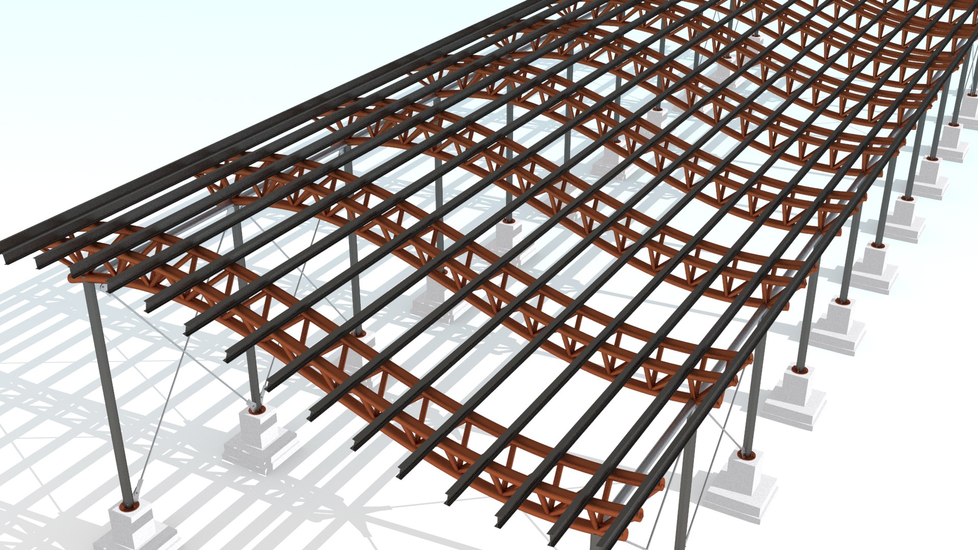 3D Model Steel Truss Building - TurboSquid 2050449