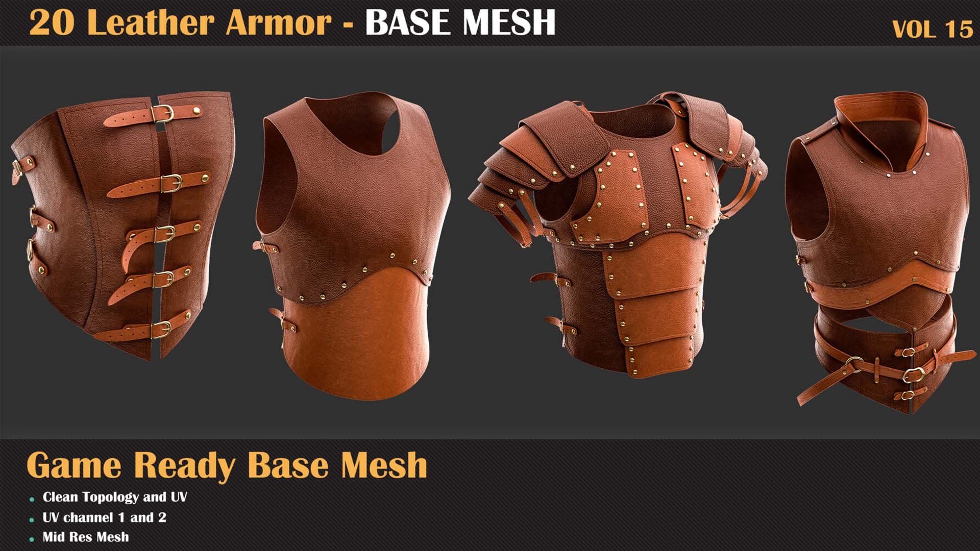 20 Leather Armor BASE MESH - VOL 15 3D Model - TurboSquid 2249505