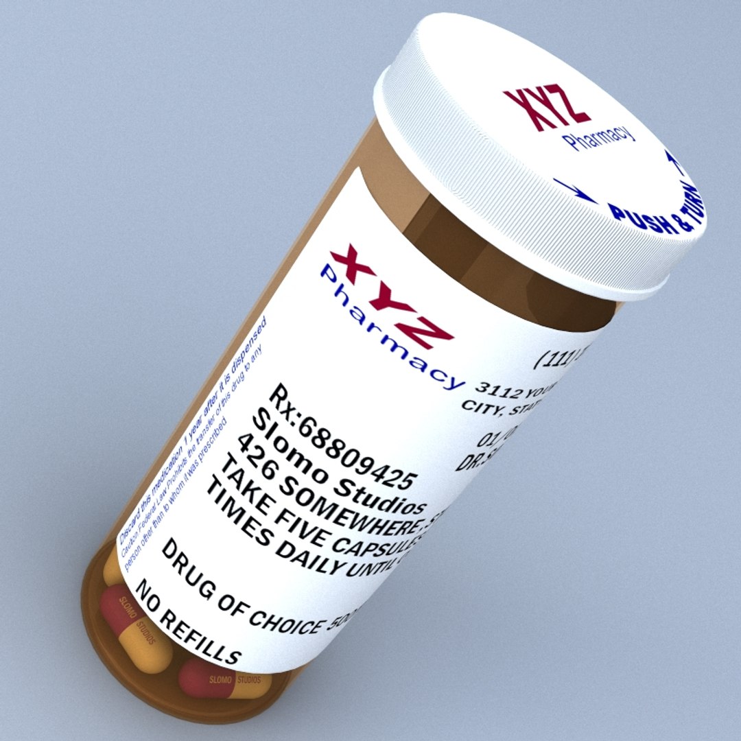prescription bottle pill script 3d model