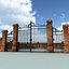 Brick Fence Wall Gate 3d Model