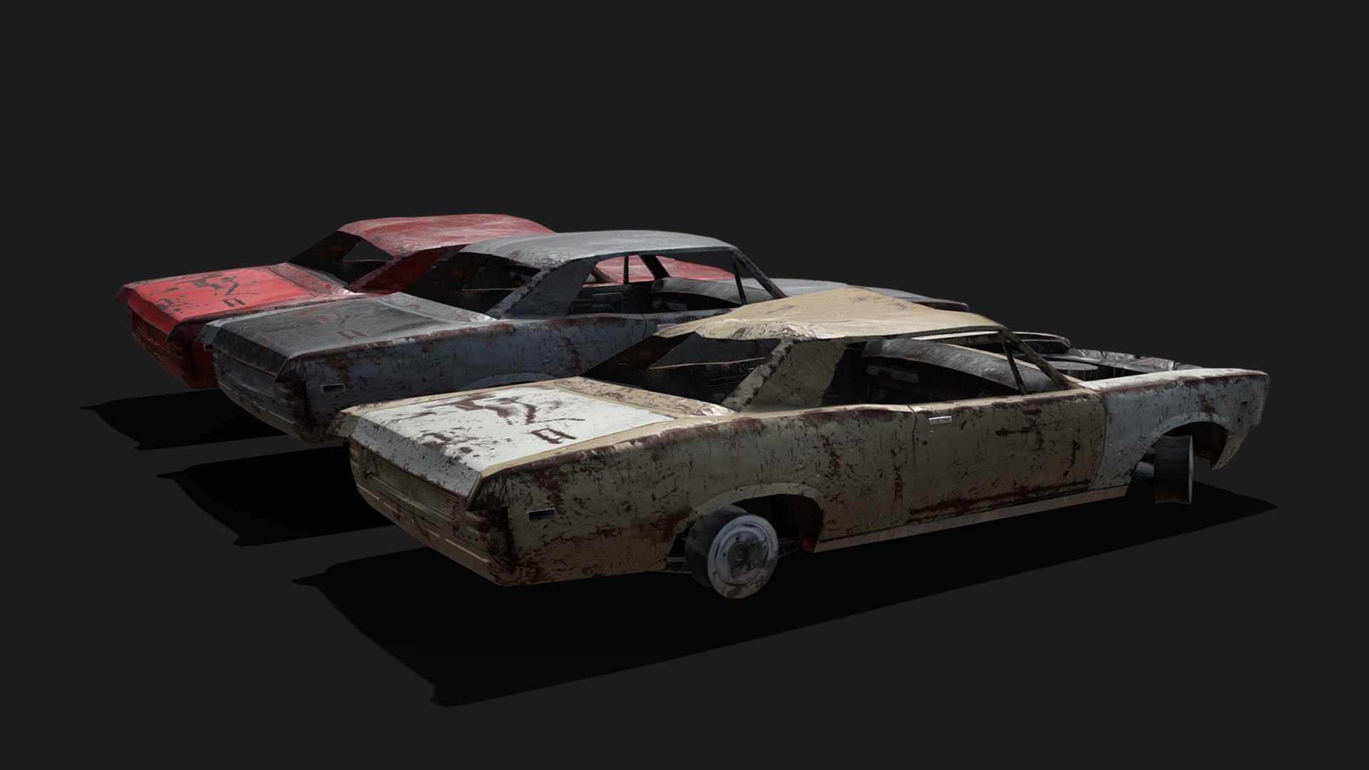 3D Old Rusty Cars PBR Model - TurboSquid 2204273