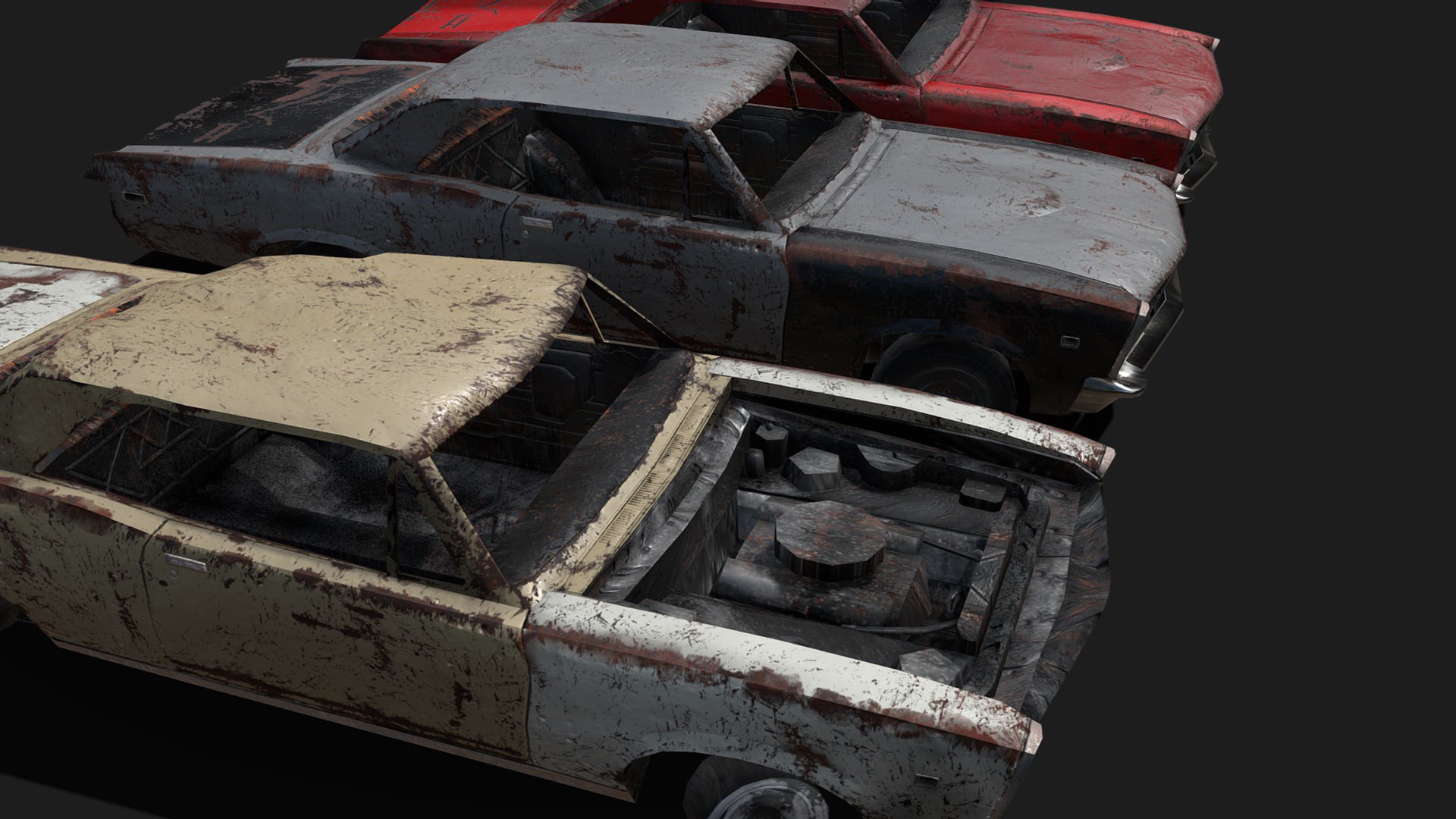 3D Old Rusty Cars PBR Model - TurboSquid 2204273