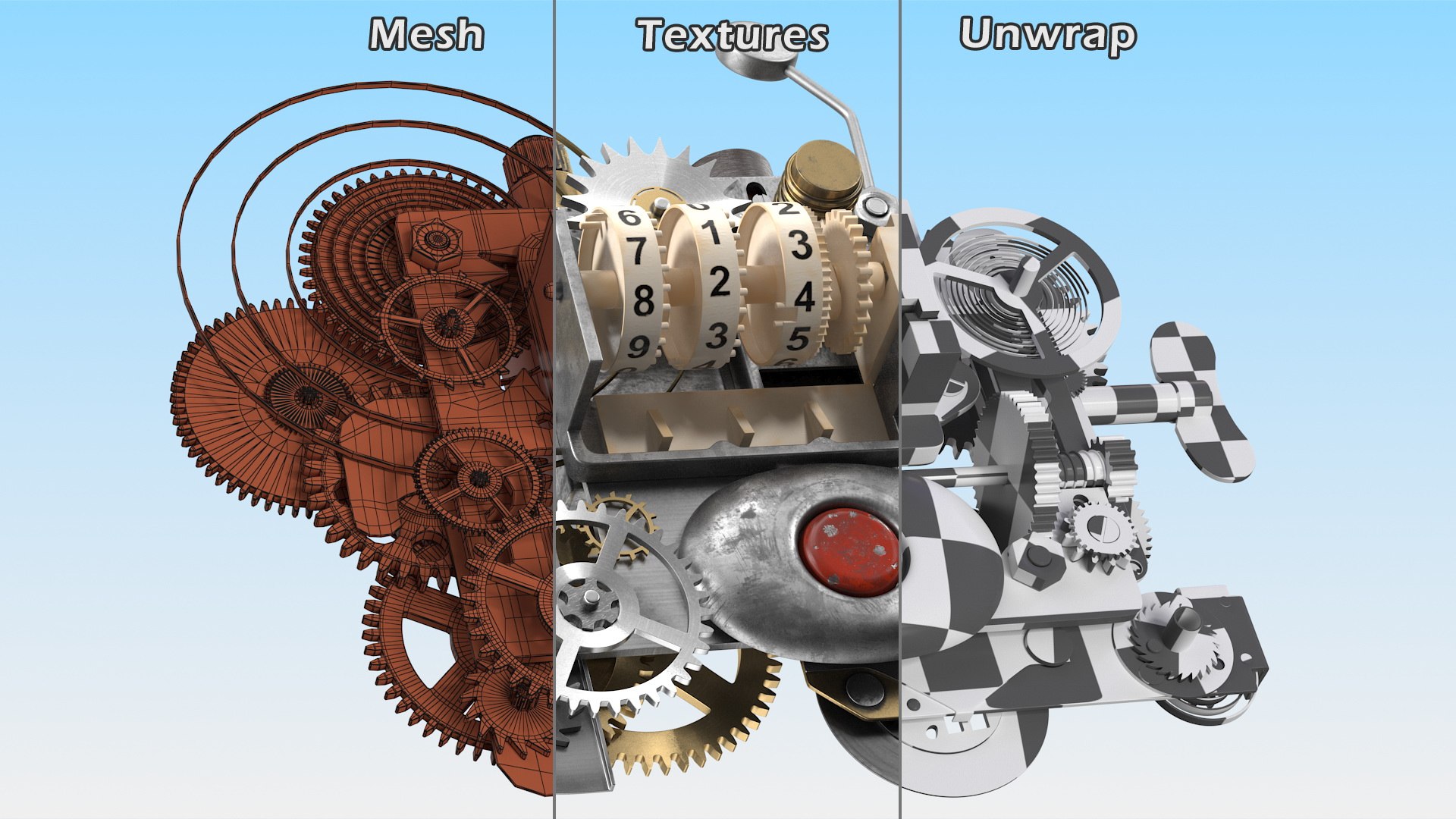 Clockwork gear counter mechanism model - TurboSquid 1652214
