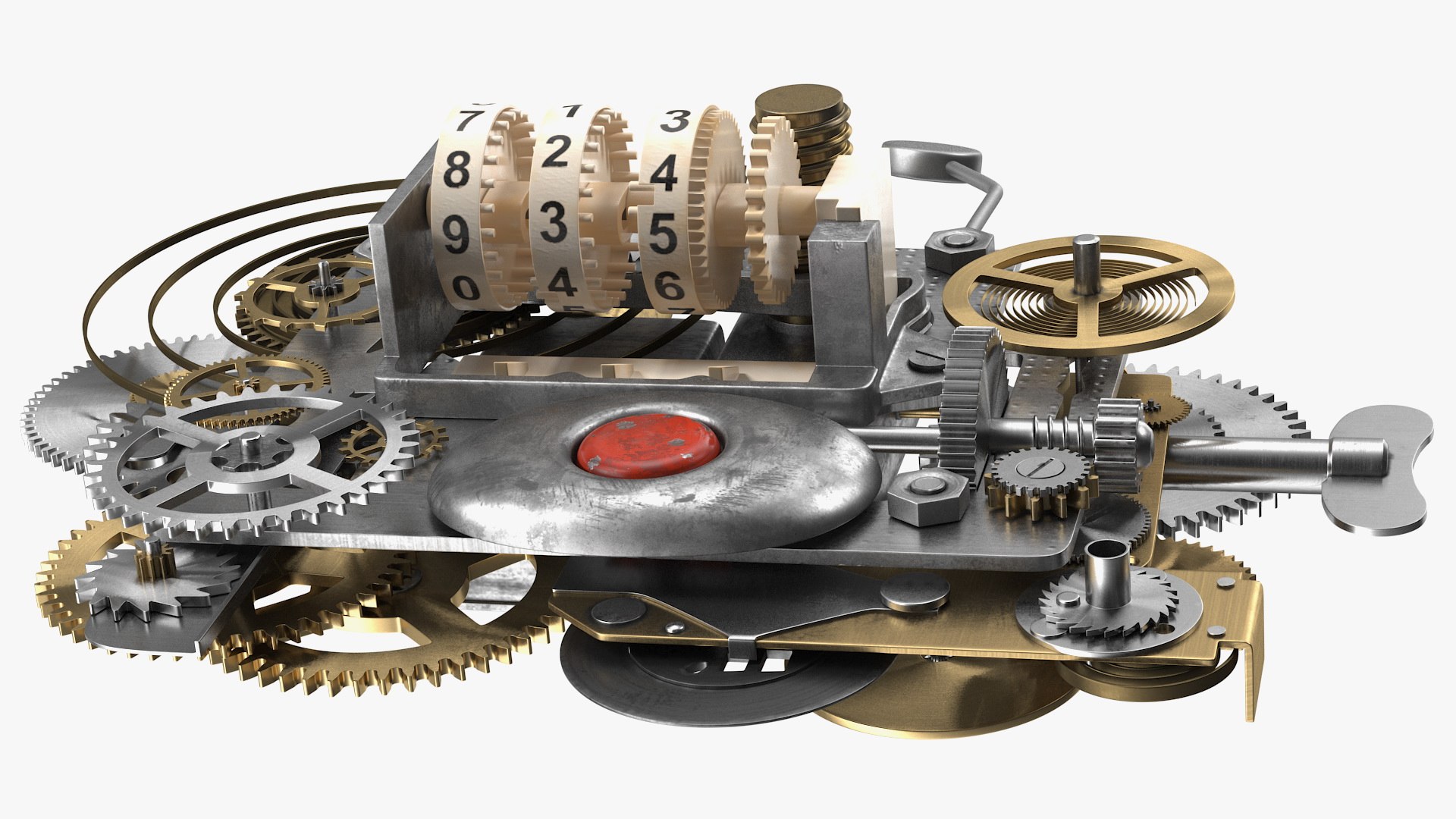 Clockwork gear counter mechanism model - TurboSquid 1652214