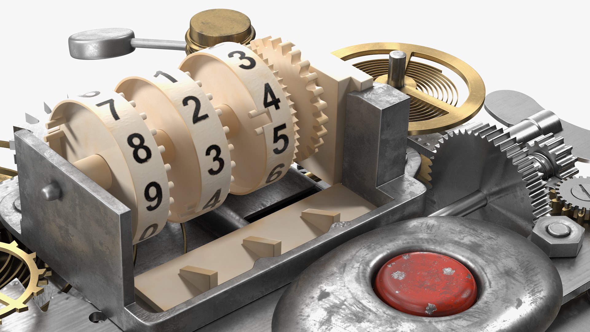 Clockwork gear counter mechanism model - TurboSquid 1652214
