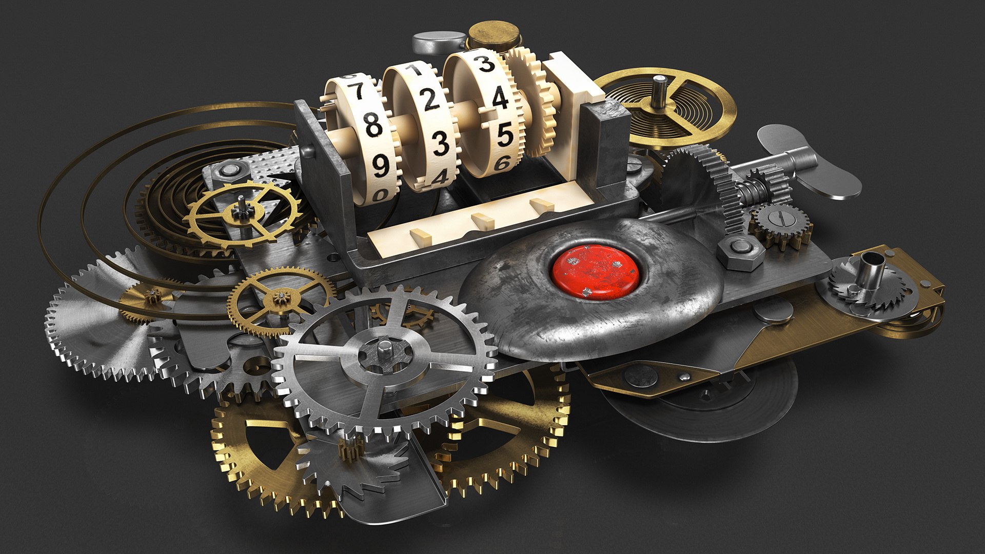 Clockwork Gear Counter Mechanism Model - TurboSquid 1652214